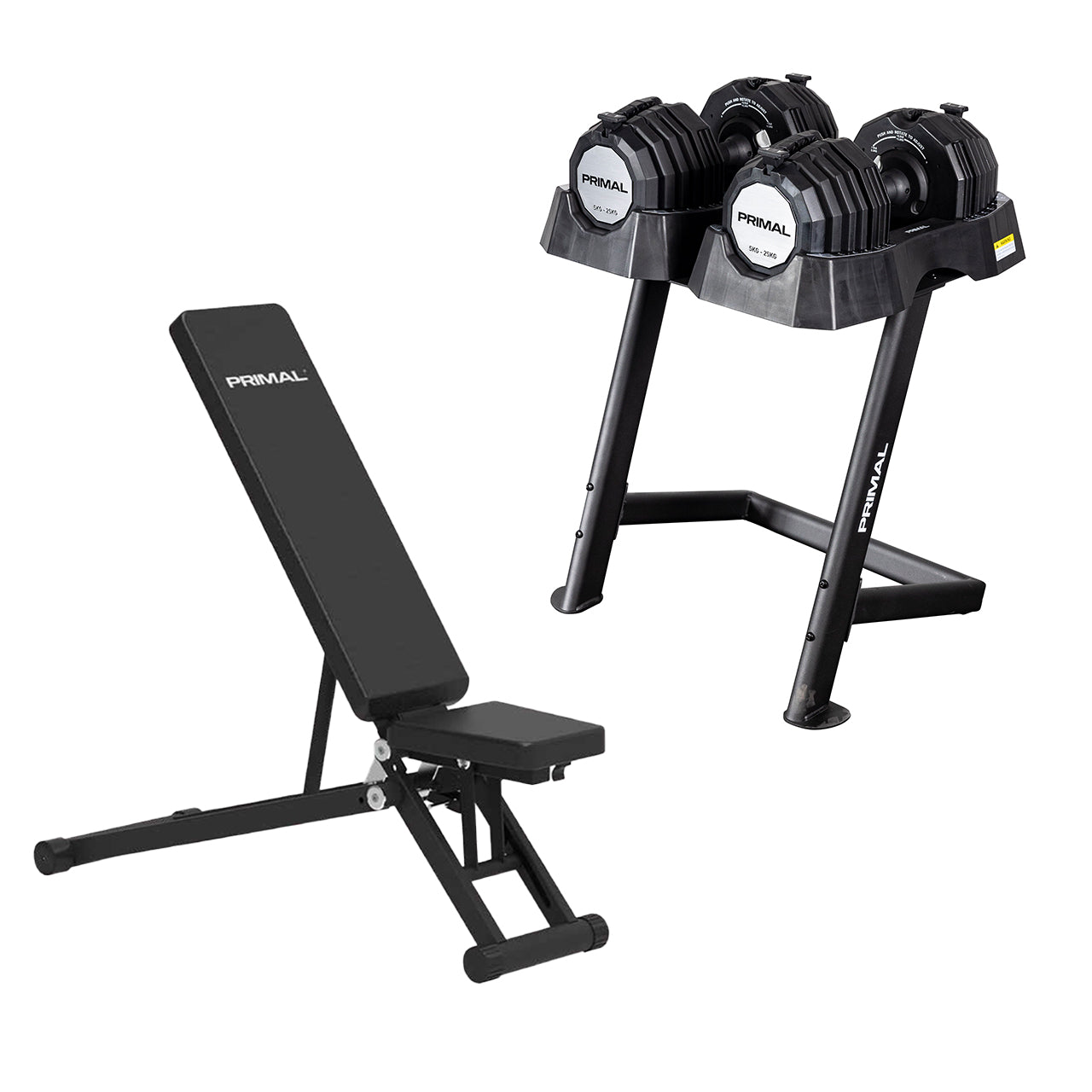 Primal Personal Series 25kg Adjustable Dumbbell & Bench Bundle – Primal ...