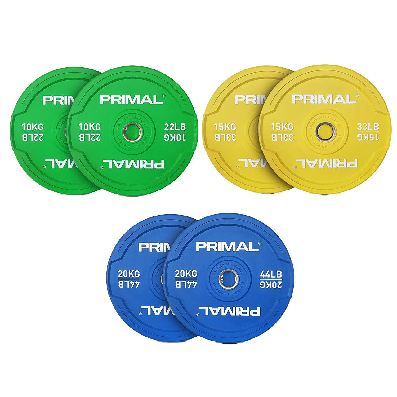Primal Performance Series Coloured Bumper Plate (Sets) – Primal Strength