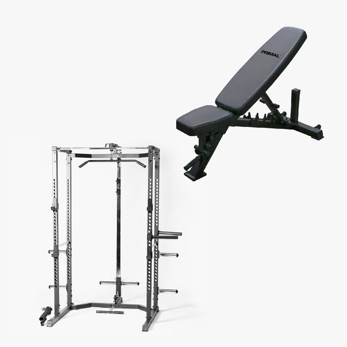Primal Personal Series Power Rack & Adjustable Gym Bench Package ...